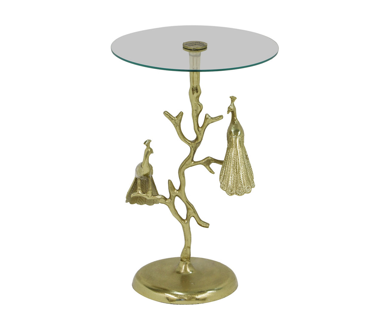 Gold Peacocks & Glass Side Table | Big Lots