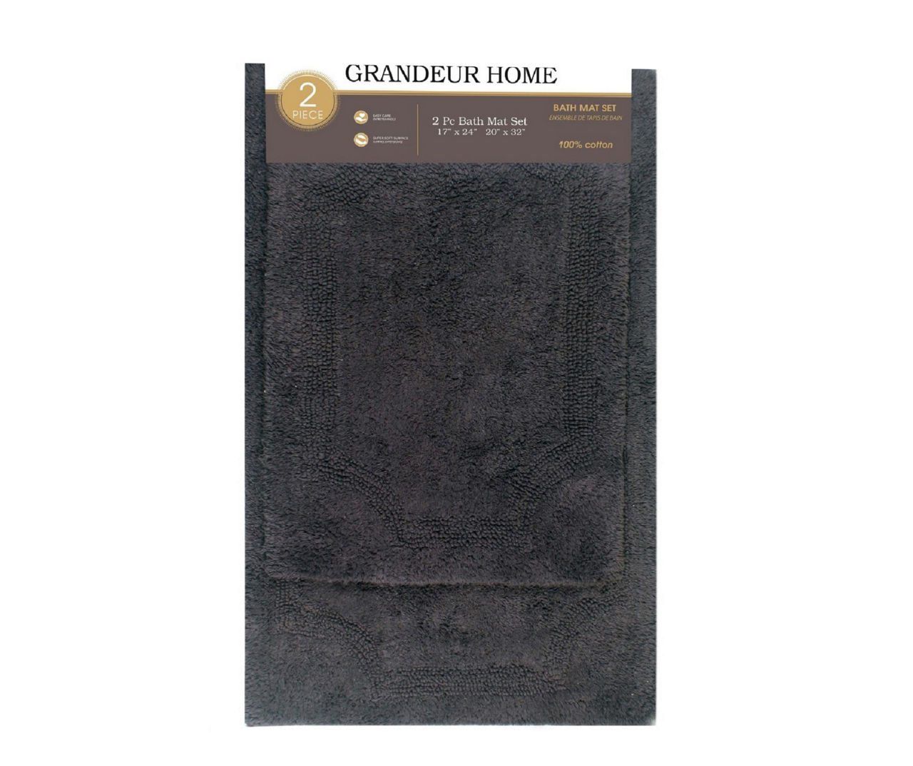 Crescent Gray 2-Pc. Bath Mat Set | Big Lots