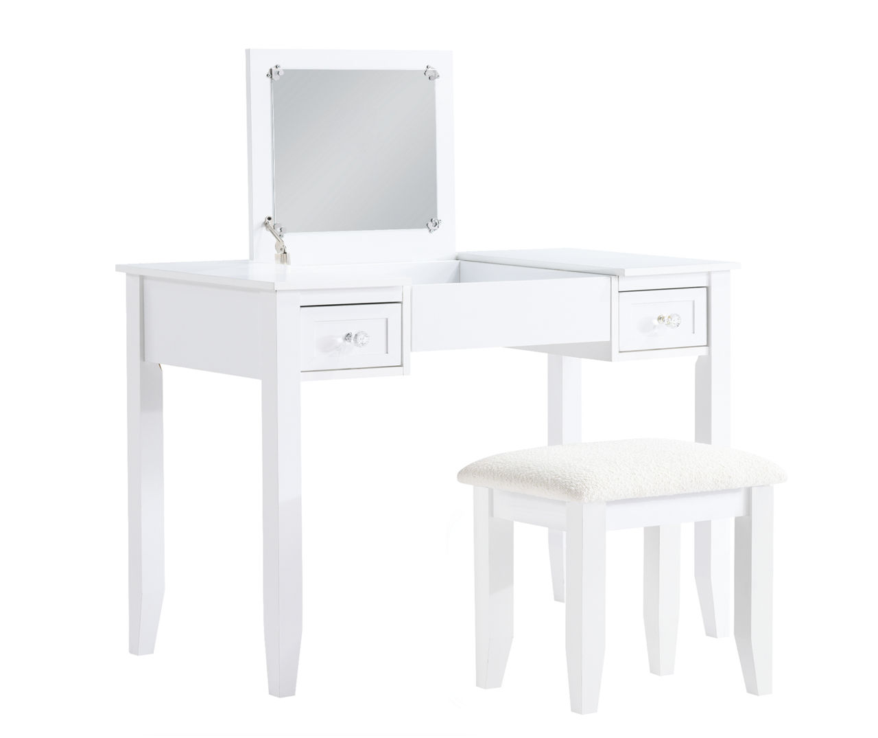 White Vanity Set with Flip Top Mirror