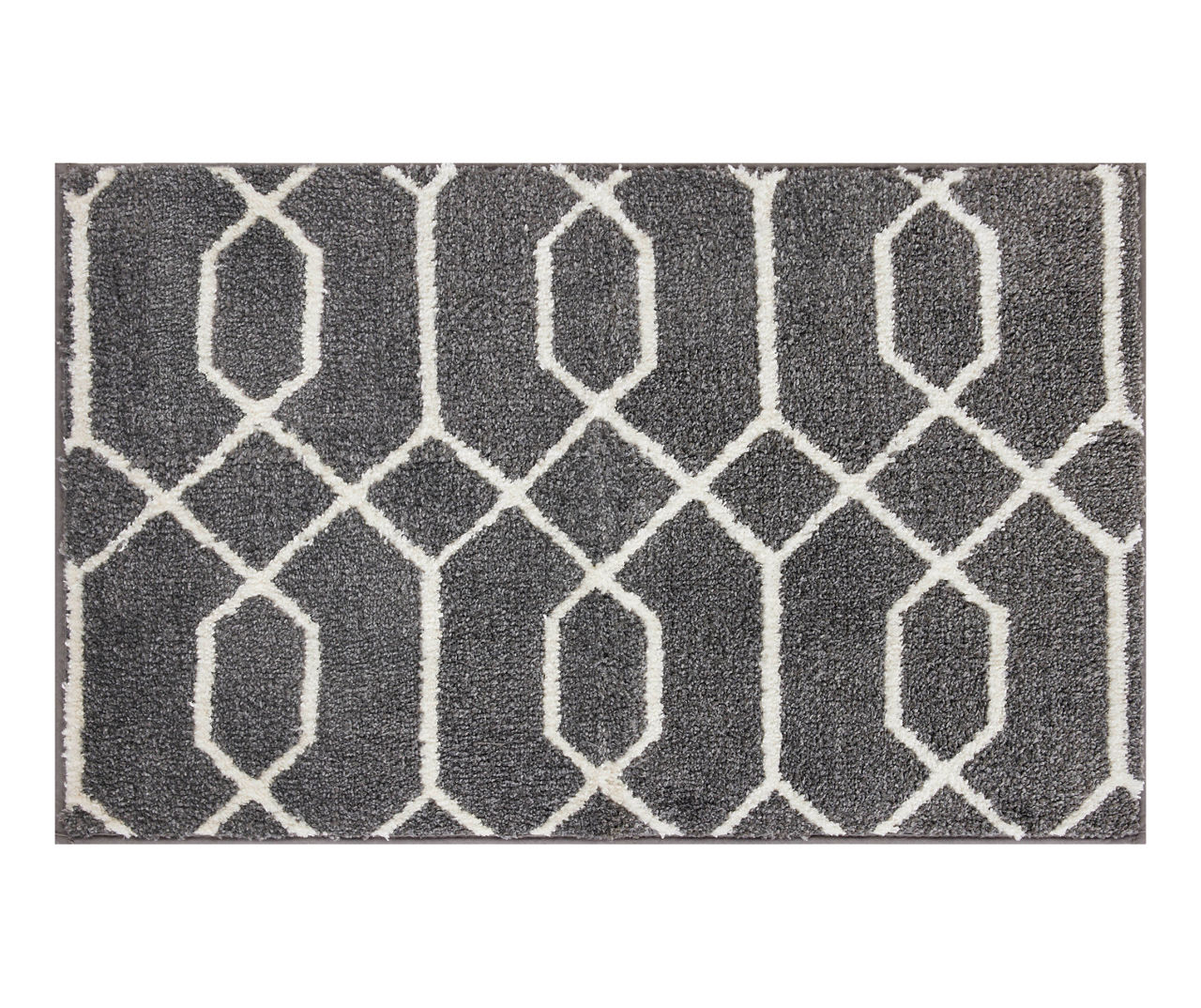 Charcoal & White Geo Lattice Knit Bath Rug | Big Lots