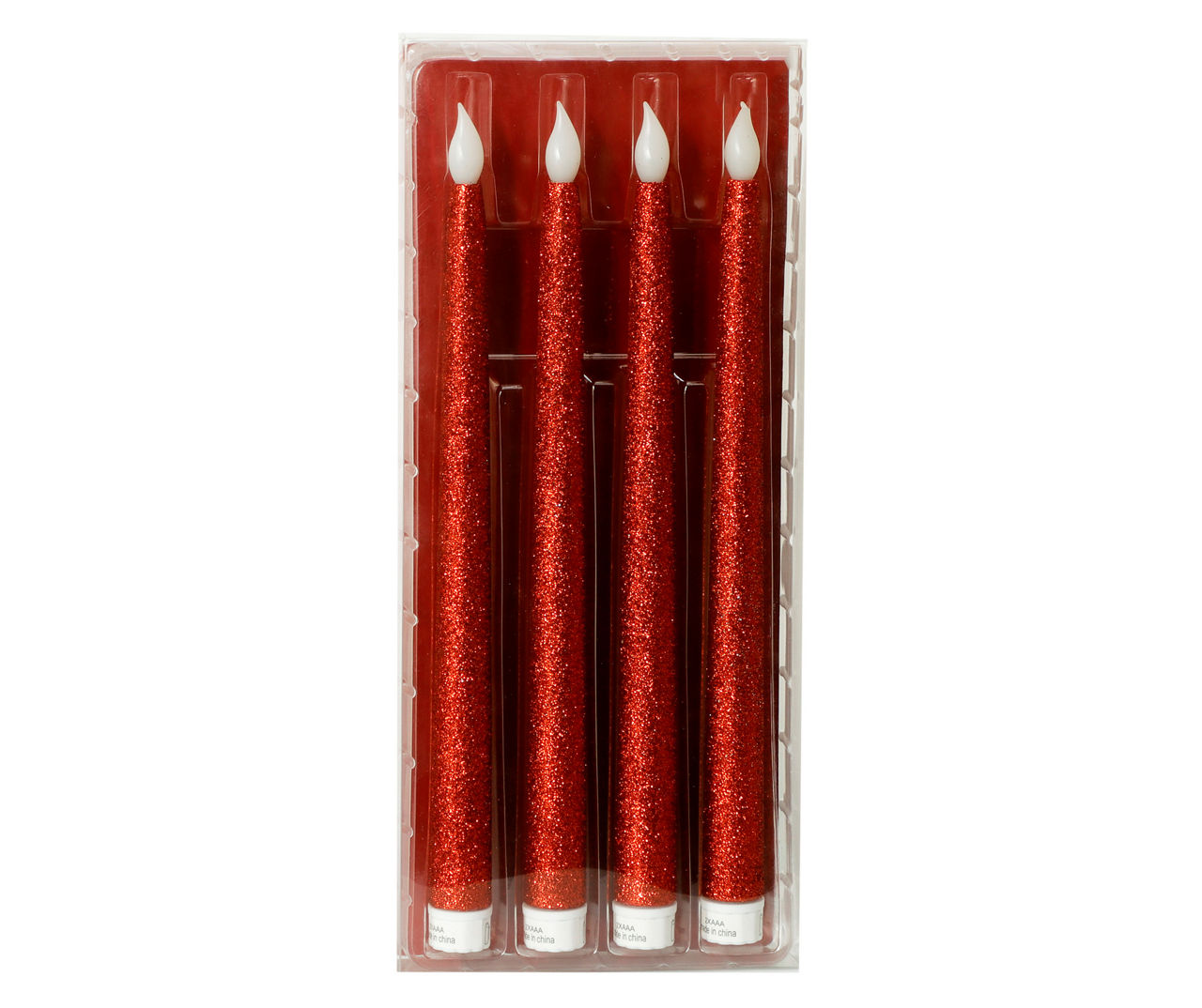Red Glitter LED Taper Candles, 4-Pack | Big Lots