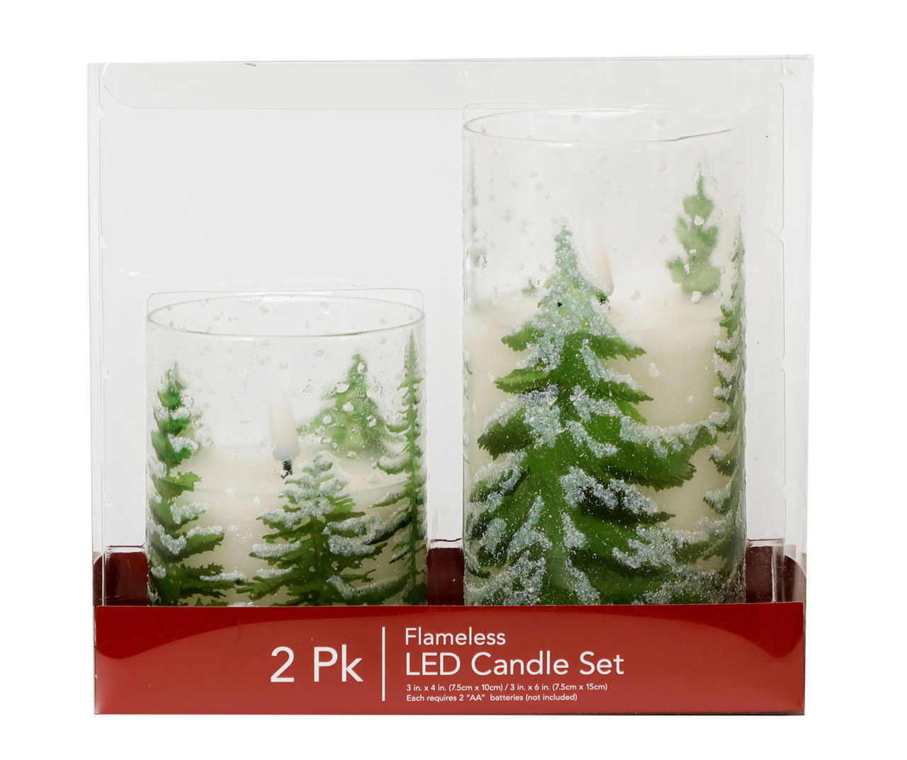 Snowy Tree Decal 2-Piece LED Candle Set | Big Lots