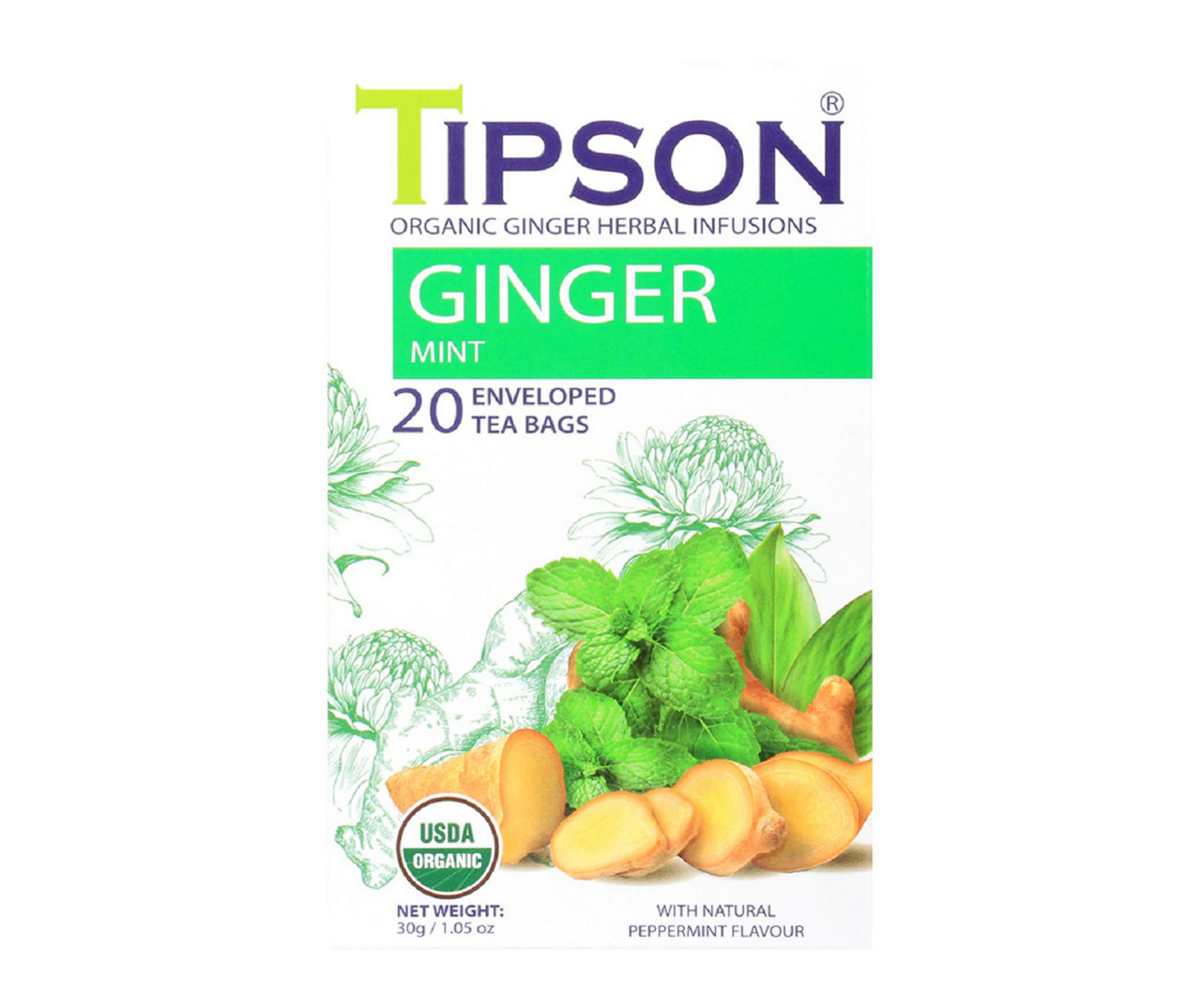 Tipson Ginger Mint Herbal Infusion Tea Bags, 25-Pack | Big Lots