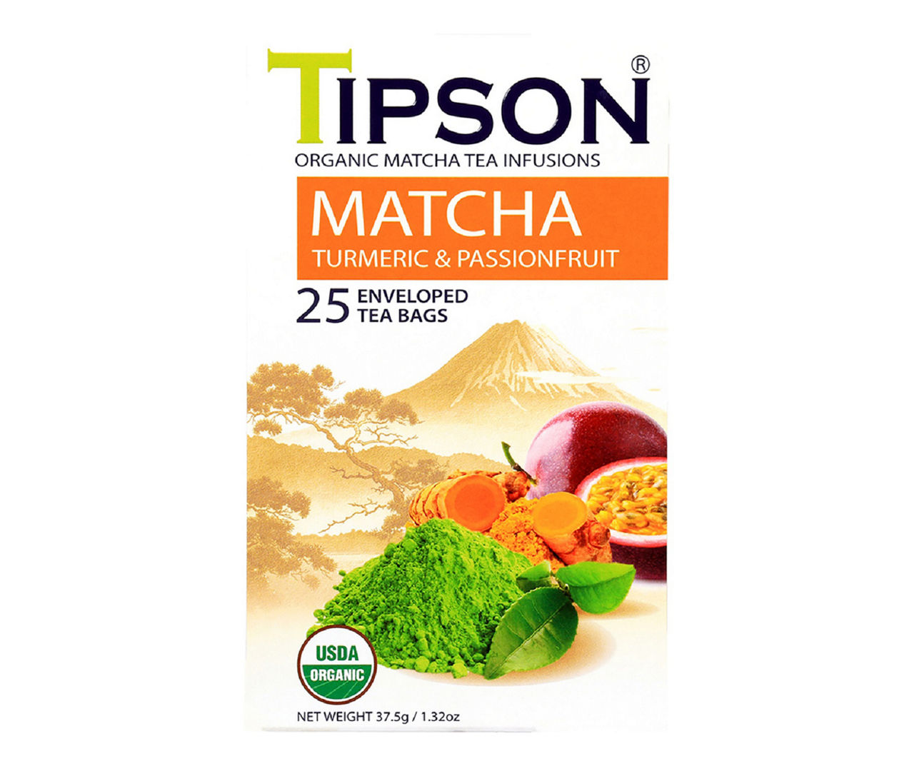 Tipson Matcha Turmeric & Passionfruit Herbal Infusion Tea Bags, 25-Pack ...