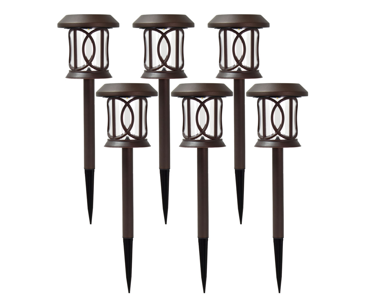 Real Living Bronze 15-Lumen Metal LED Solar Pathway Lights, 6-Pack ...