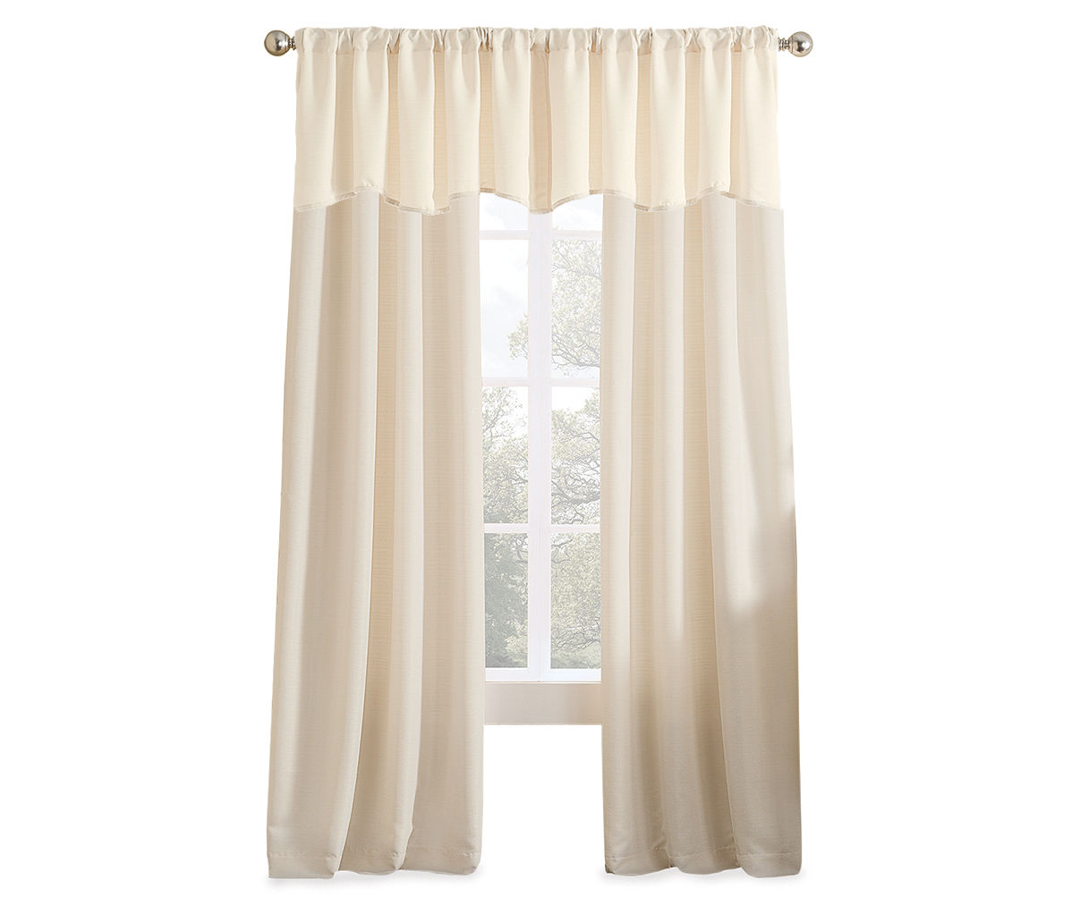 Living Colors Silk Road Ivory Curtain Panels and Valance | Big Lots