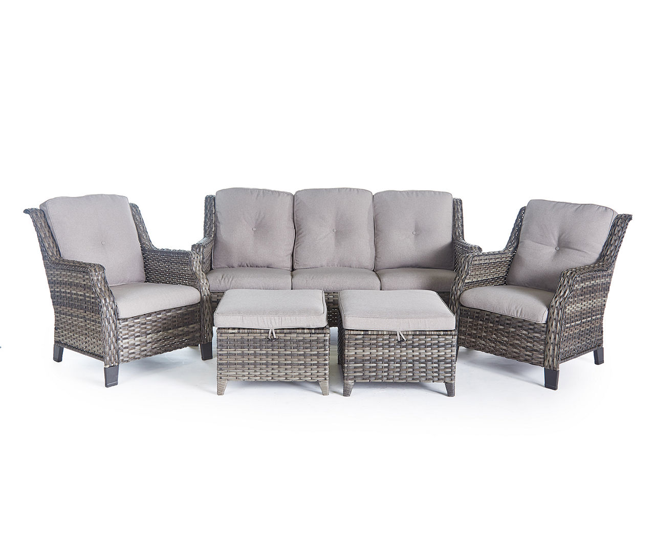 Real Living Rockbridge 5-Piece Wicker Cushioned Patio Seating Set | Big ...