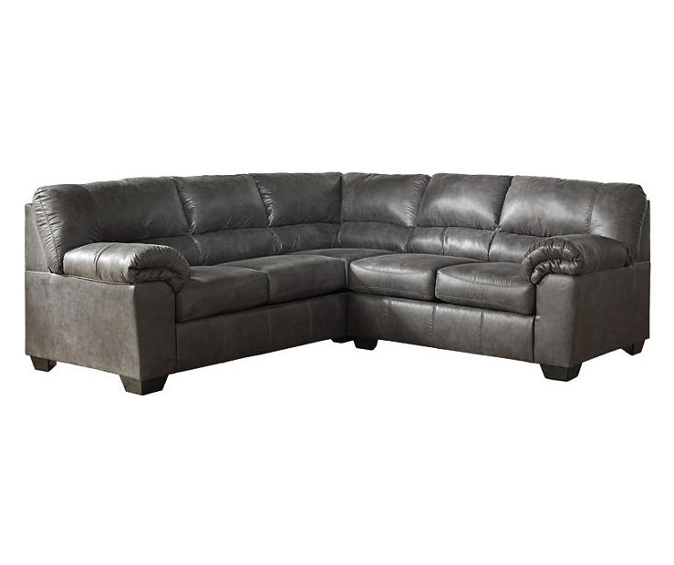 Signature Design By Ashley Bladen Slate 2 Piece Faux Leather Sectional with Right Facing Loveseat