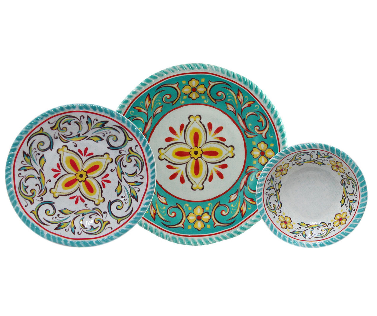 Medallion Print Turquoise Melamine Dinnerware Collection | Big Lots
